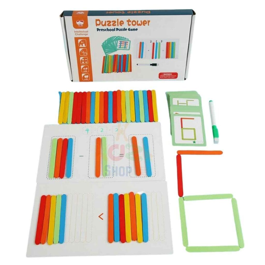 puzzel tower Math and shapes learning boards